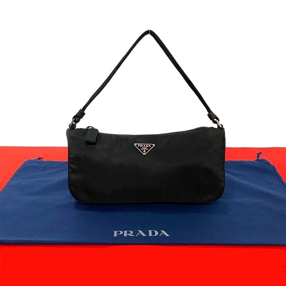 Prada | Bags | Prada Triangle Fittings Nylon Pouch Black | Poshmark